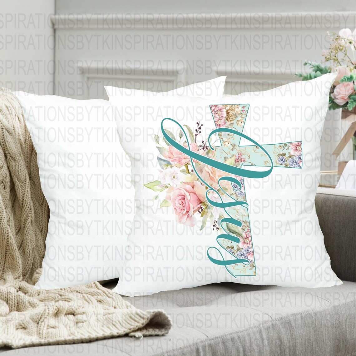 Jesus Floral Cross Roses Christian Religious Digital - Etsy