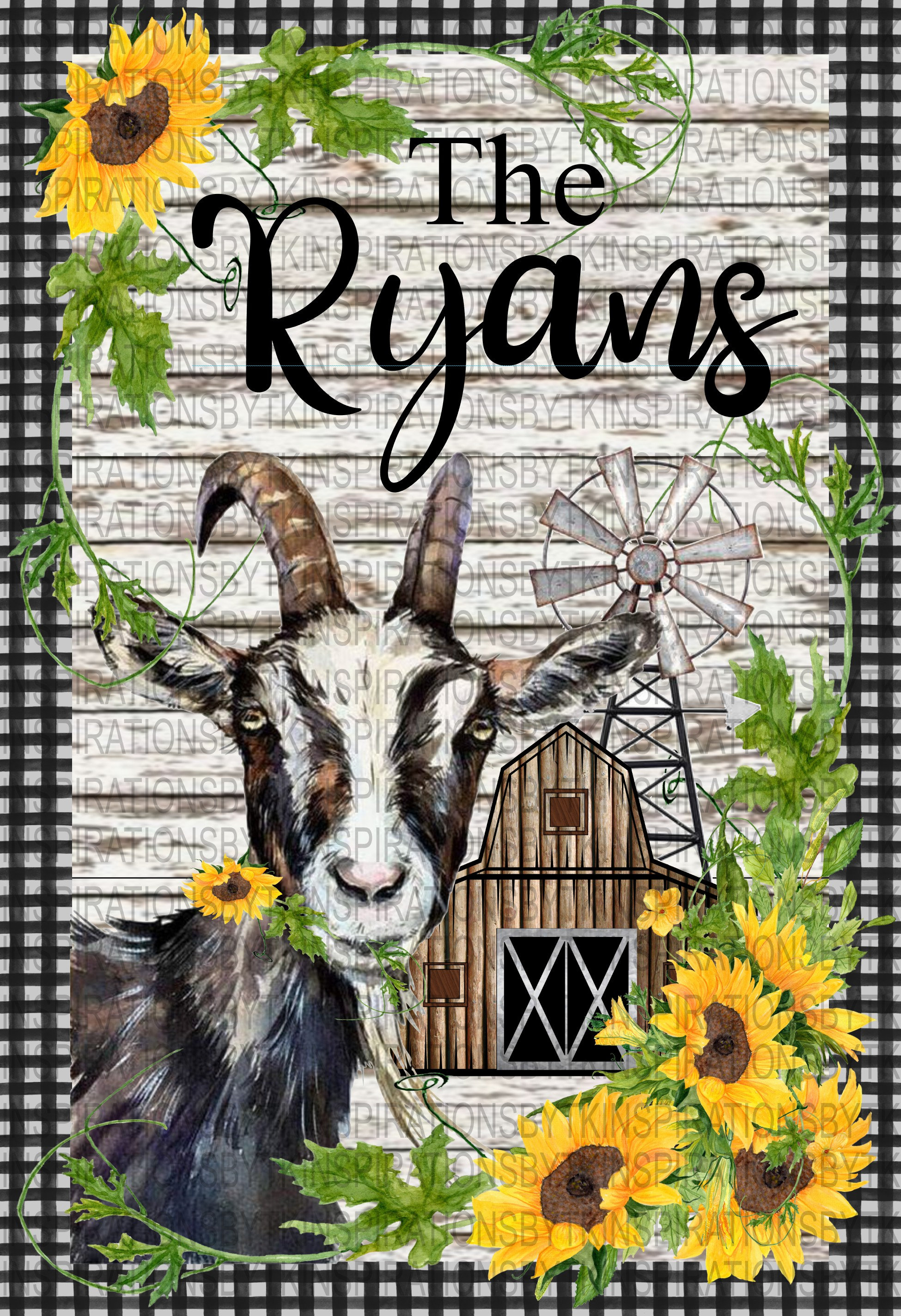 Country Goat Garden Flag Design Farmhouse Design Sunflowers | Etsy