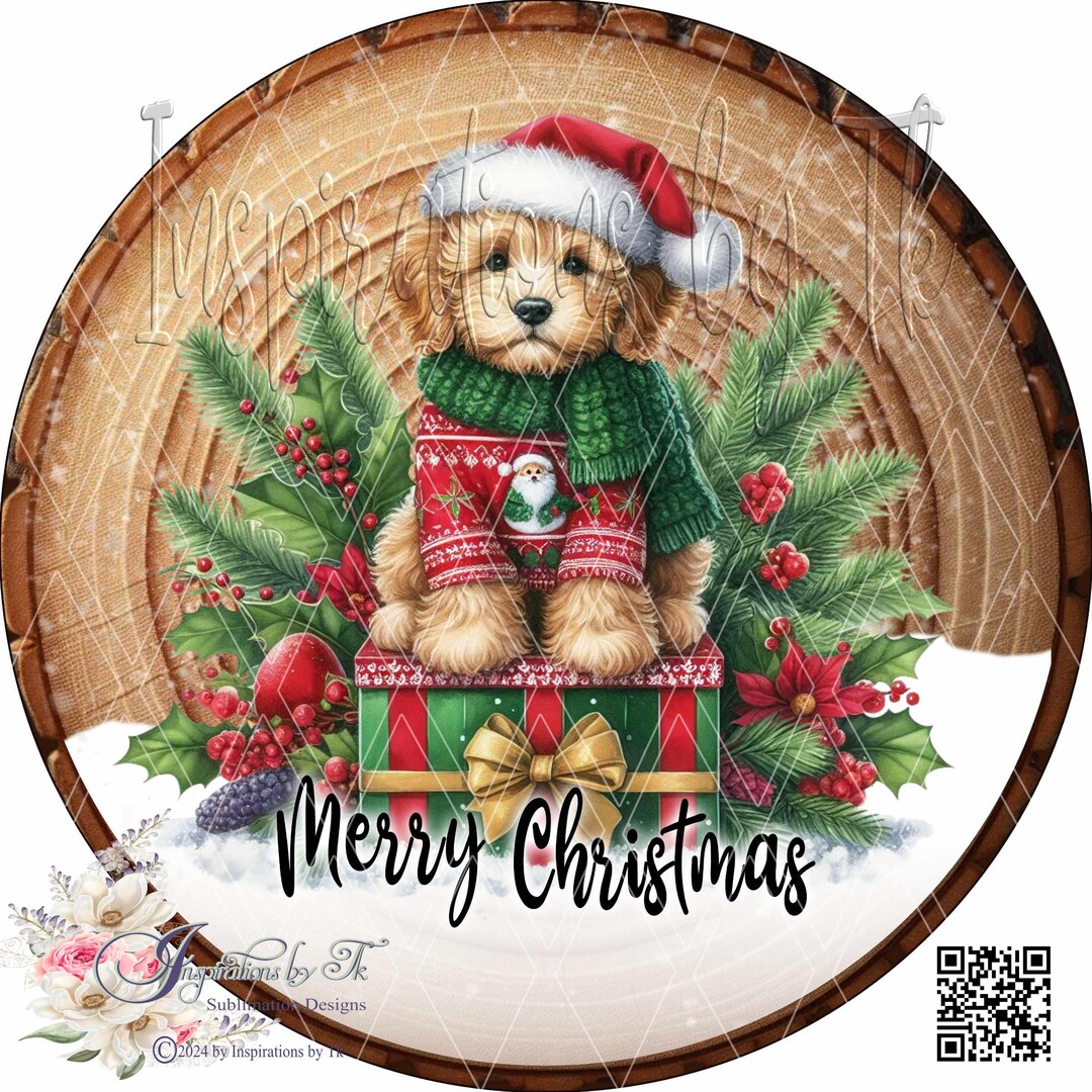 Goldendoodle Merry Christmas Design, Cutting Board, Door Hanger Design ...