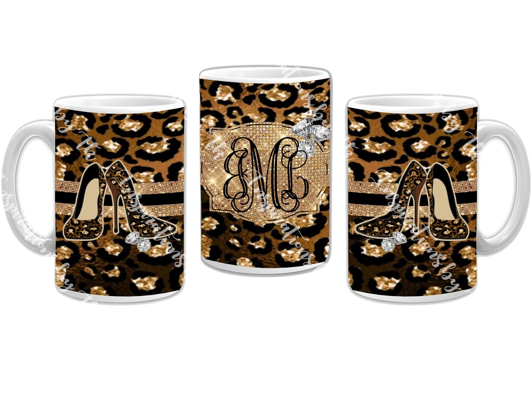 Cheetah Glam, Cheetah Print With Diamonds & High Heels Coffee Cup/mug ...
