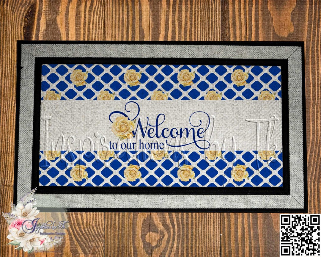 Yellow Rose & Lattice Welcome to Our Home Doormat Design, Doormat PNG ...