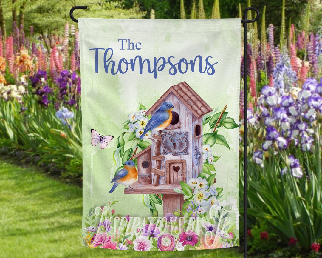 Spring Floral Birdhouse Garden Flag Design, Floral Flag, Spring Summer ...