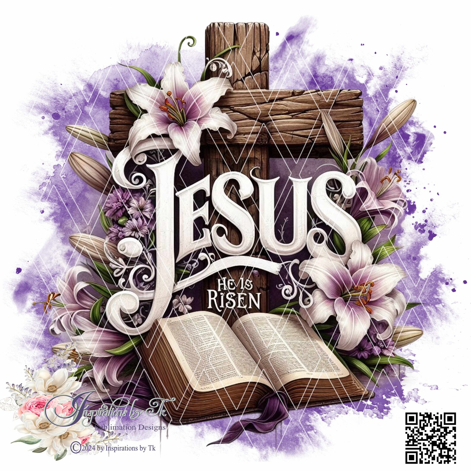 He is Risen Cross Sublimation Design, Easter Cross Design, Christian ...