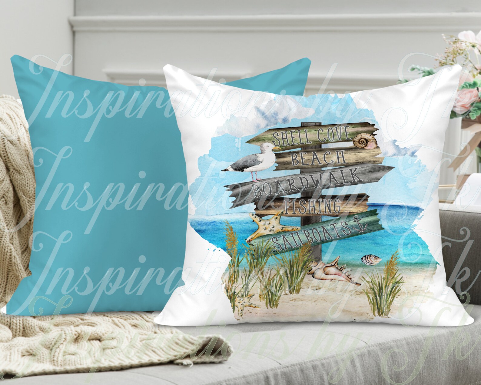 By the Sea Beach Design Beachy Scene Seashells Ocean - Etsy