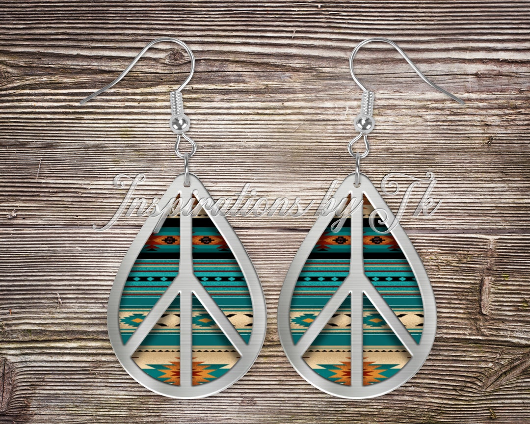 Stainless Peace Sign and Aztec Teardrop Earring Design, Digital Design ...