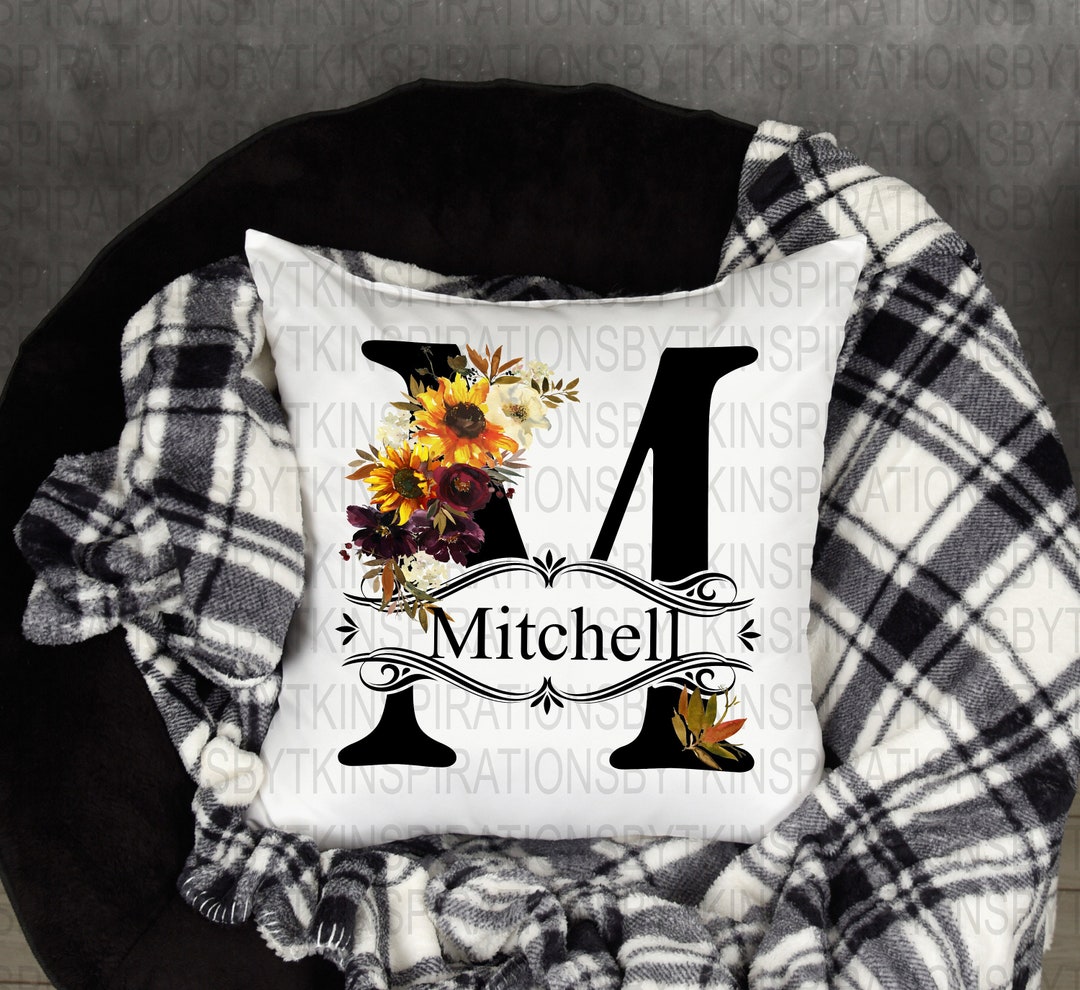 Fall Autumn Split Letter M Sublimation Design, Fall Floral Design ...