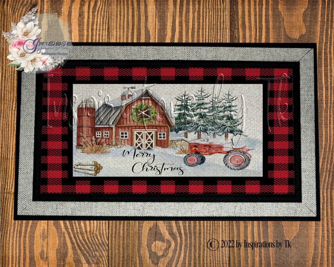 Barn & Tractor Merry Christmas Doormat Design, Christmas Design ...