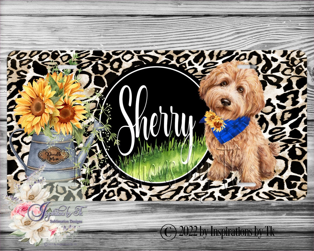 Sunflowers & Goldendoodle License Plate Design, License Plate Design ...