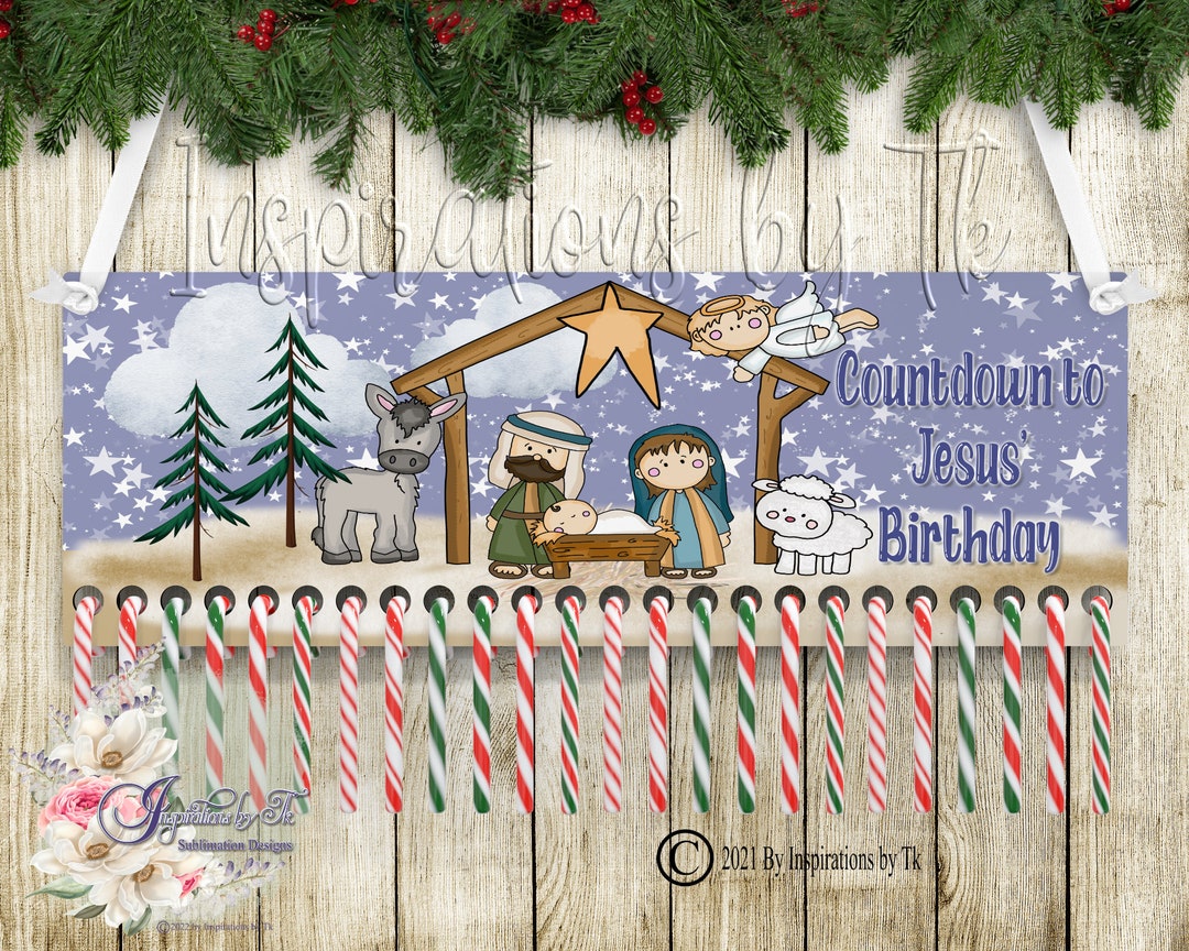 Candy Cane Countdown, Childs Nativity Days Until Jesus' Birthday ...