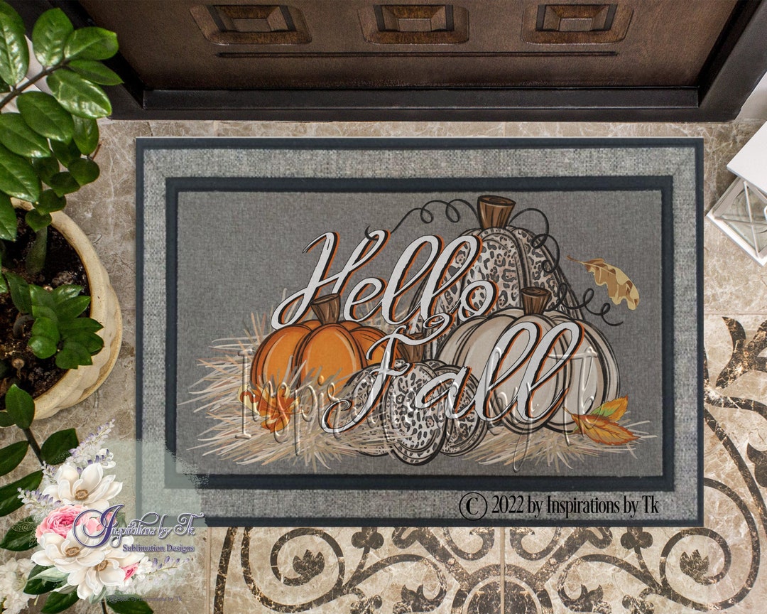 Pumpkin Hello Fall Doormat Design, Autumn Doormat, Welcome Doormat ...