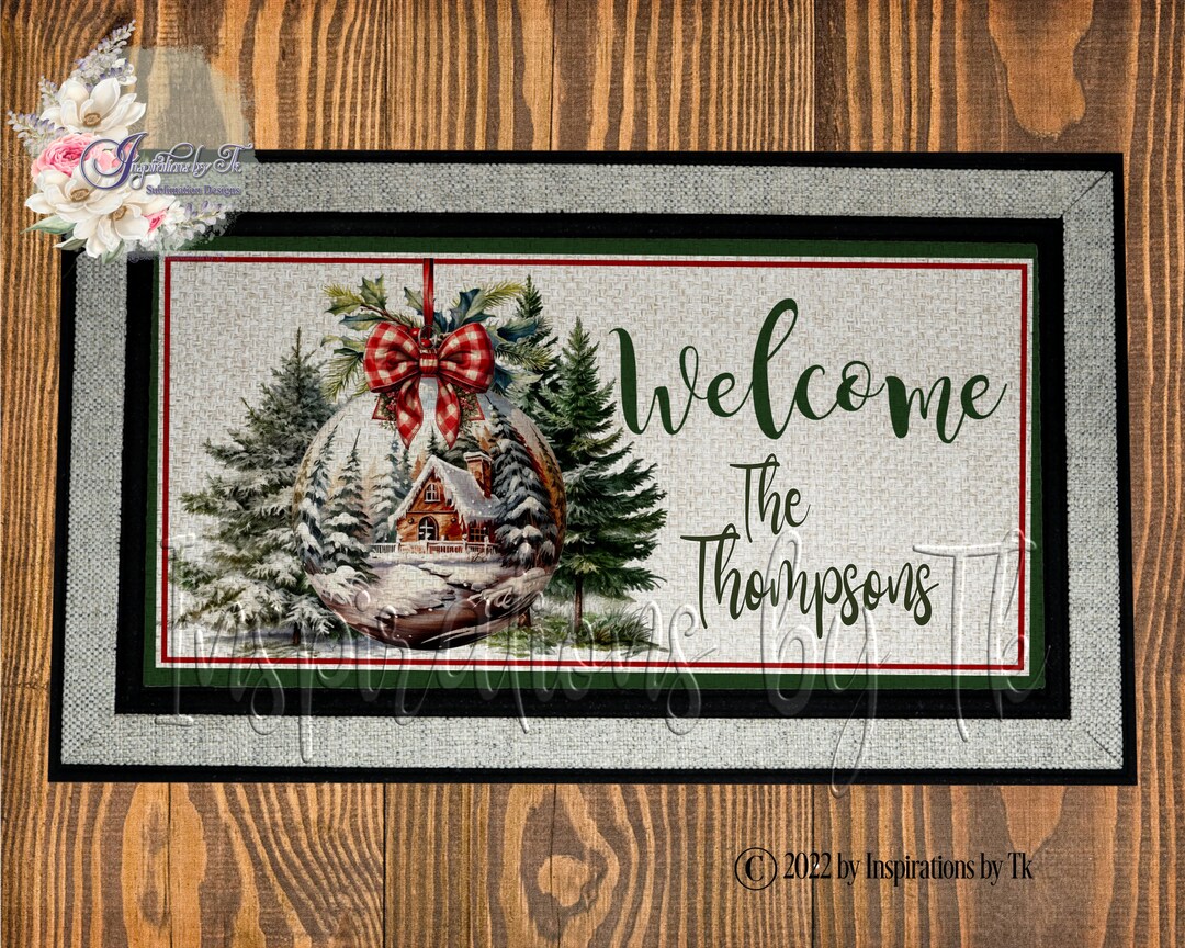 Christmas Cabin Welcome Doormat Design, Christmas Doormat, Elegant Door ...
