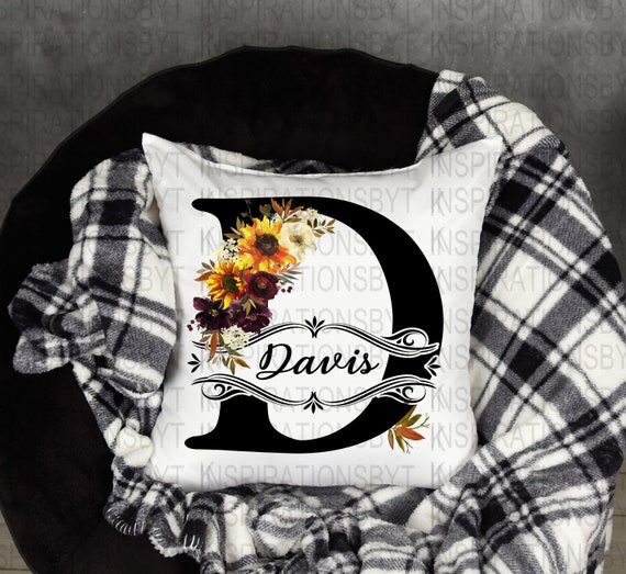 Fall Autumn Split Letter D Sublimation Design Fall Floral | Etsy