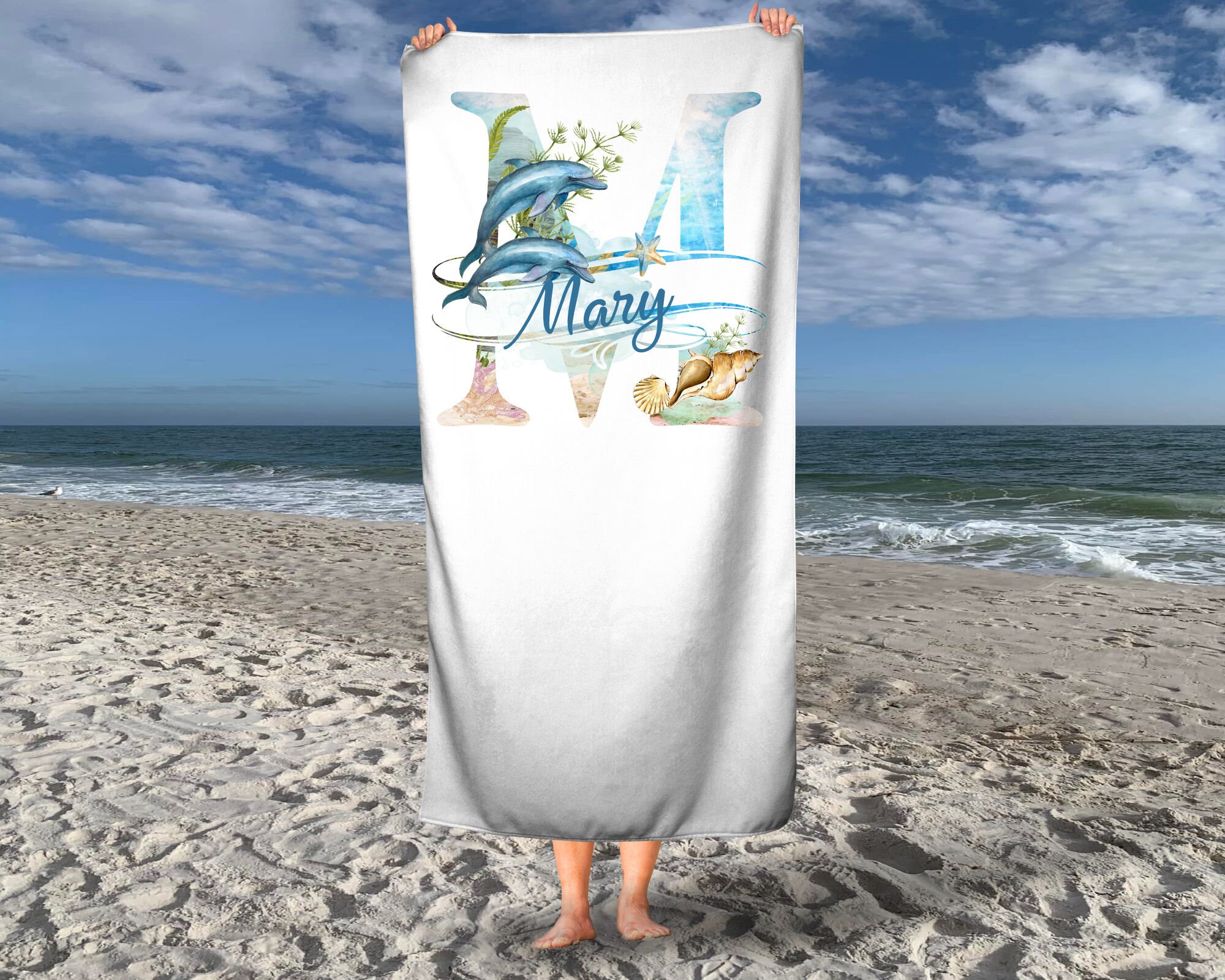 Letter M Dolphin Beach Design, Alphabet Beach Design, Ocean Design ...