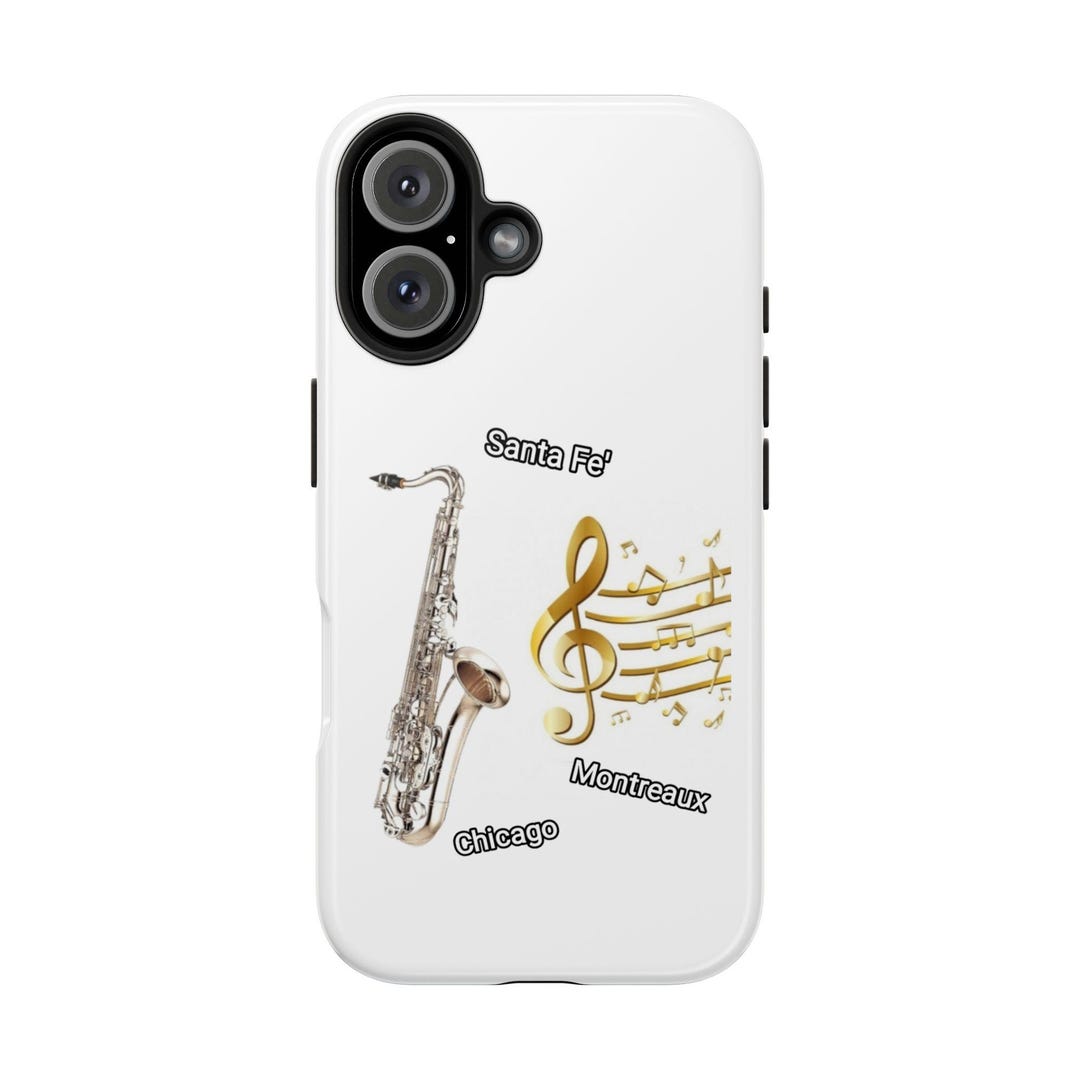 Saxophone Treble Clef Music Notes Phone Case | Jazz Cities Names - Etsy