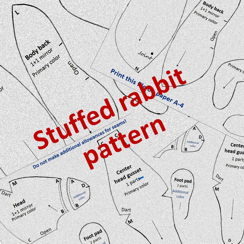 Stuffed rabbit pattern Bunny sewing pattern Stuffed animal | Etsy