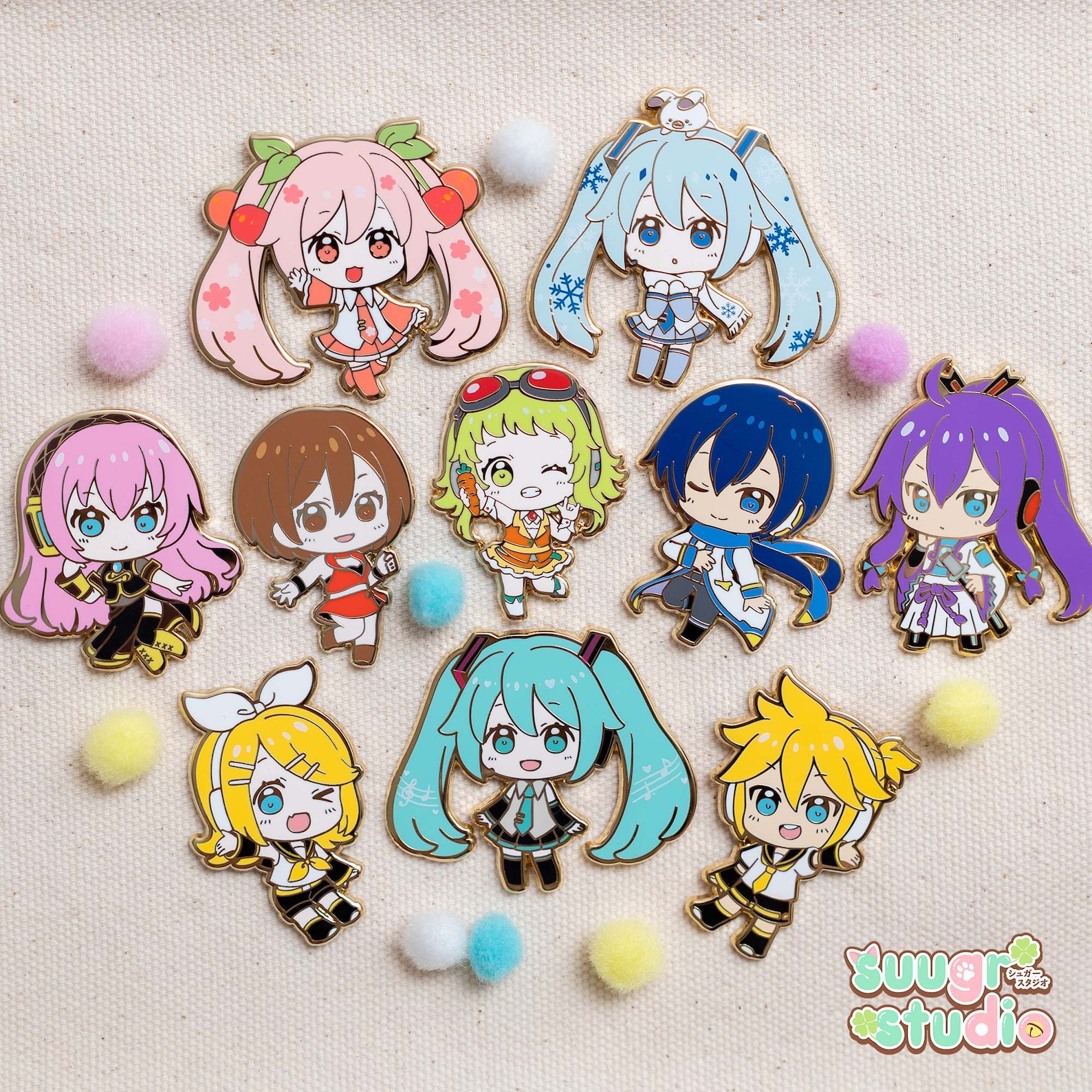 Virtual Vocalist Miku Hard Enamel Pin Set, Miku, Snow Miku, Sakura Miku ...