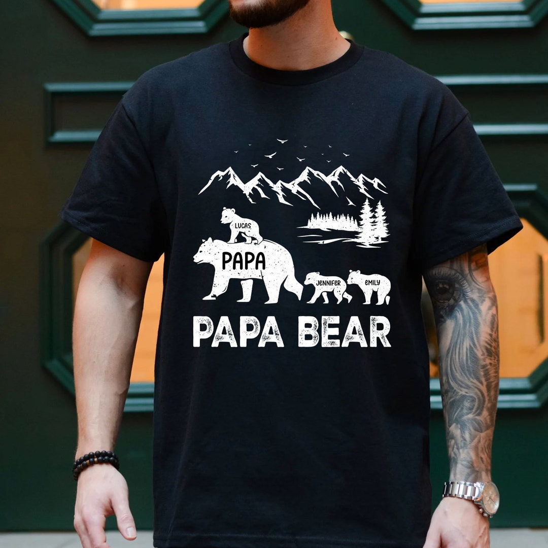 Personalized Papa Bear Shirt, Papa Shirt, Papa Shirts for Men, Grandpa Shirt, Dad Shirt, Funny ...