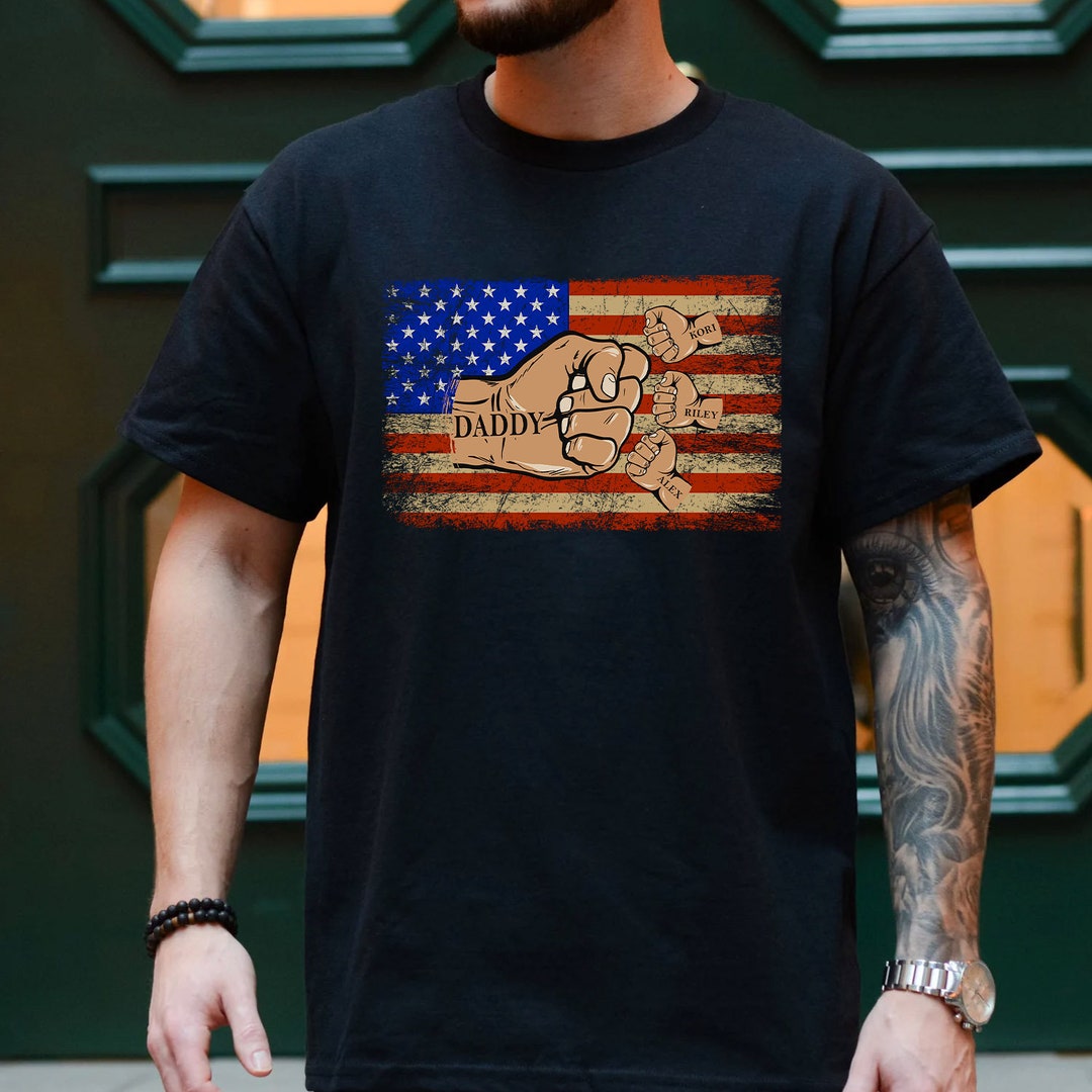 Personalized American Flag Daddy Shirt, Daddy Shirts for Men, Fist Bump ...