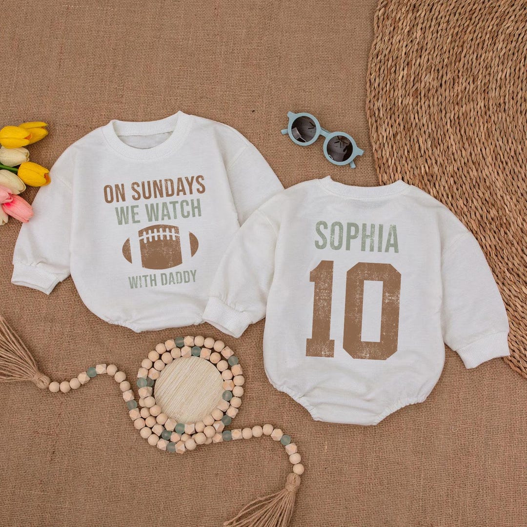 Personalized Baby Football Outfit, on Sundays We Watch Football With ...