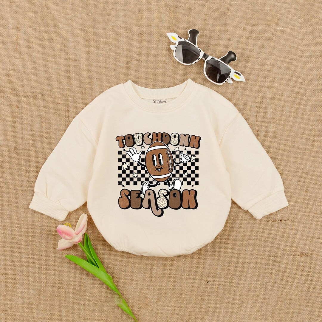 Oversized Touchdown Baby Romper, Football Babe Jumpsuit, Football Baby ...
