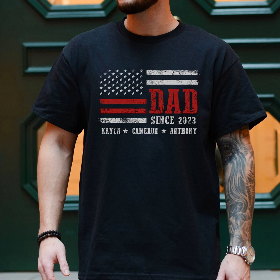 Personalized Dad American Flag Shirt, Dad Shirt, Dad Tshirt, Dad Shirts ...