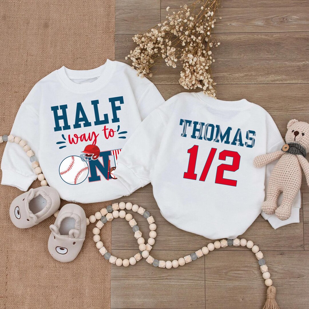 Personalized Half Way to One Sweater Romper, Half Birthday Outfit Baby ...
