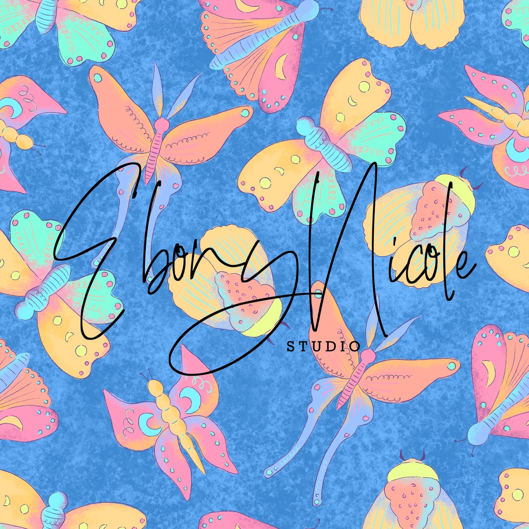 Moths Seamless Pattern, Pastel Moth Repeat Pattern, Spring Moths ...