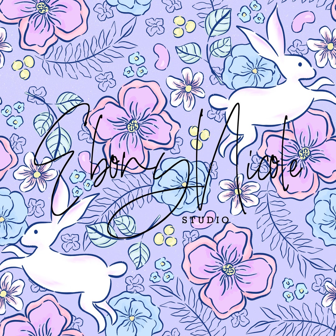 Floral Bunny Seamless, Floral Bunny Repeat Pattern, Easter Seamless ...