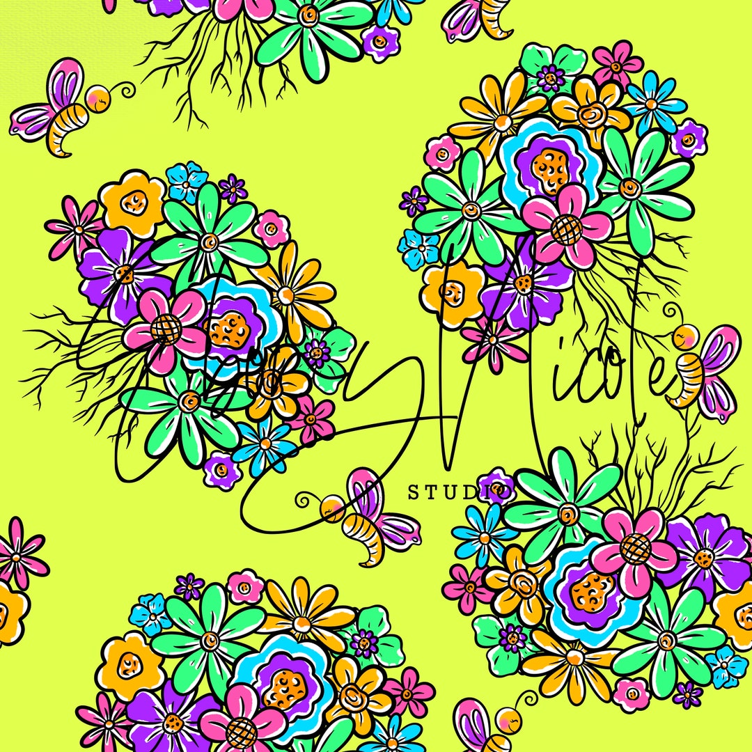 Mental Health Seamless Pattern, Blooming Mind Repeat Pattern, Mind ...