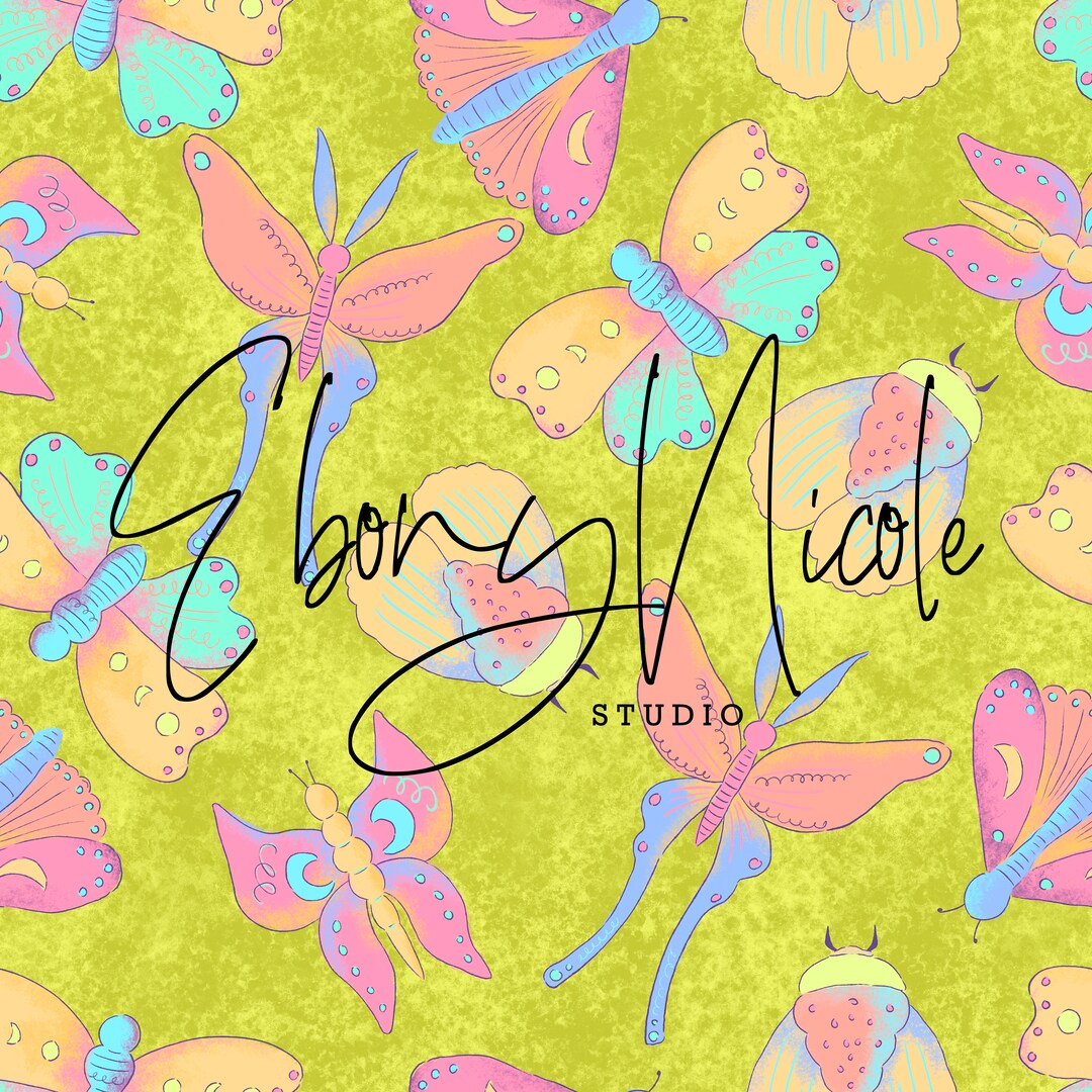 Moths Seamless Pattern, Pastel Moth Repeat Pattern, Spring Moths ...