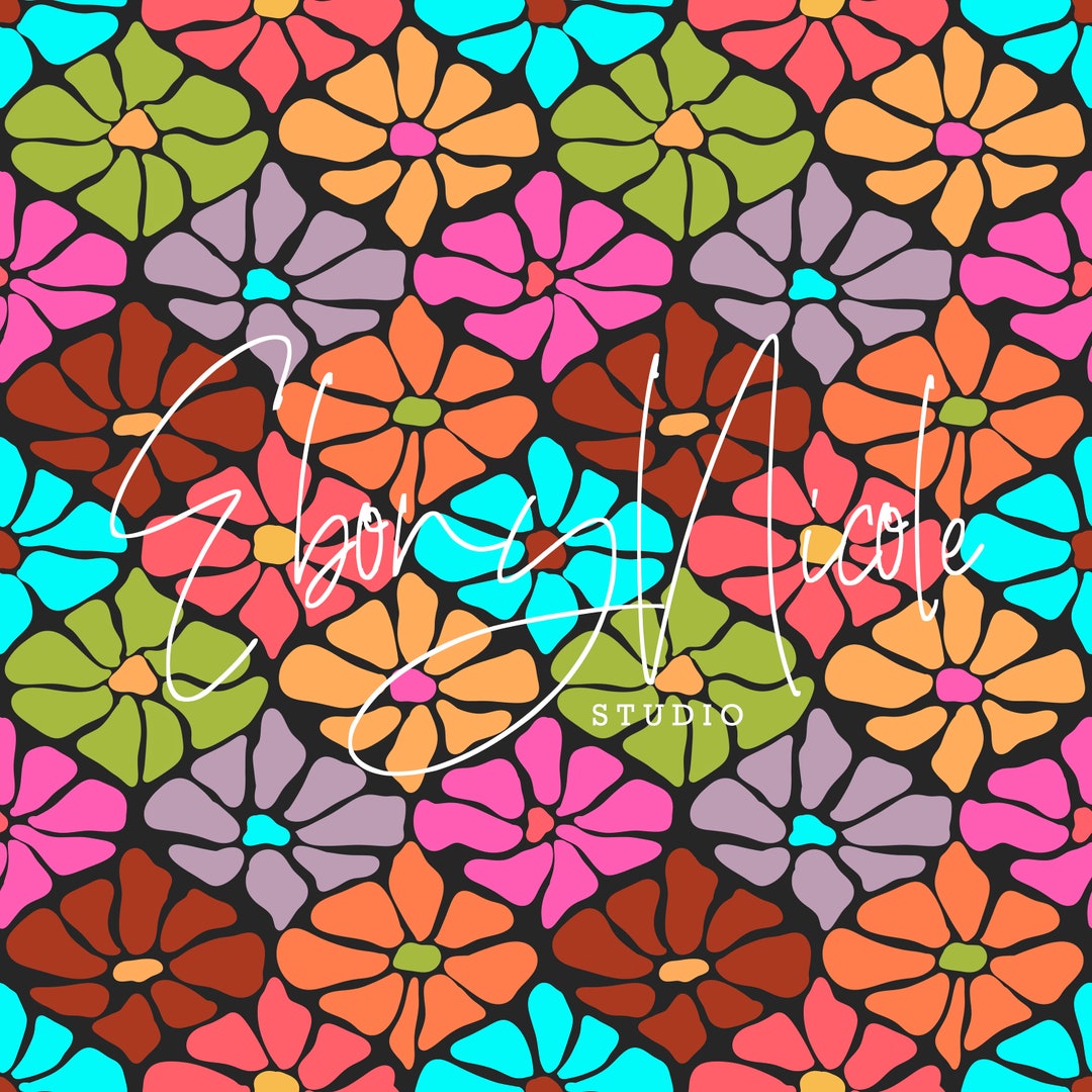 Retro Floral Seamless, Retro Seamless Repeat Pattern, Vibrant Seamless ...