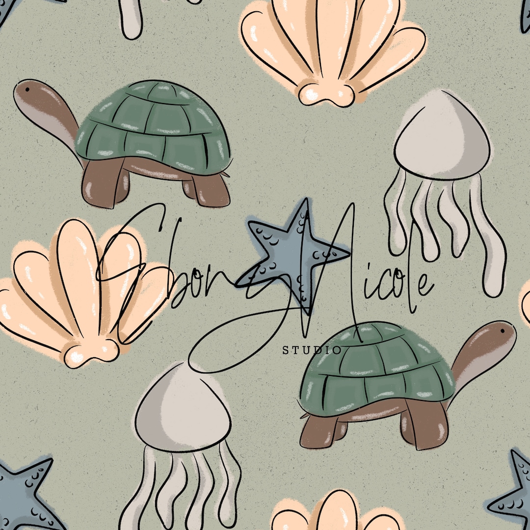 Sea Creatures Seamless File, Sea Creatures Repeat Pattern, Baby Capsule ...