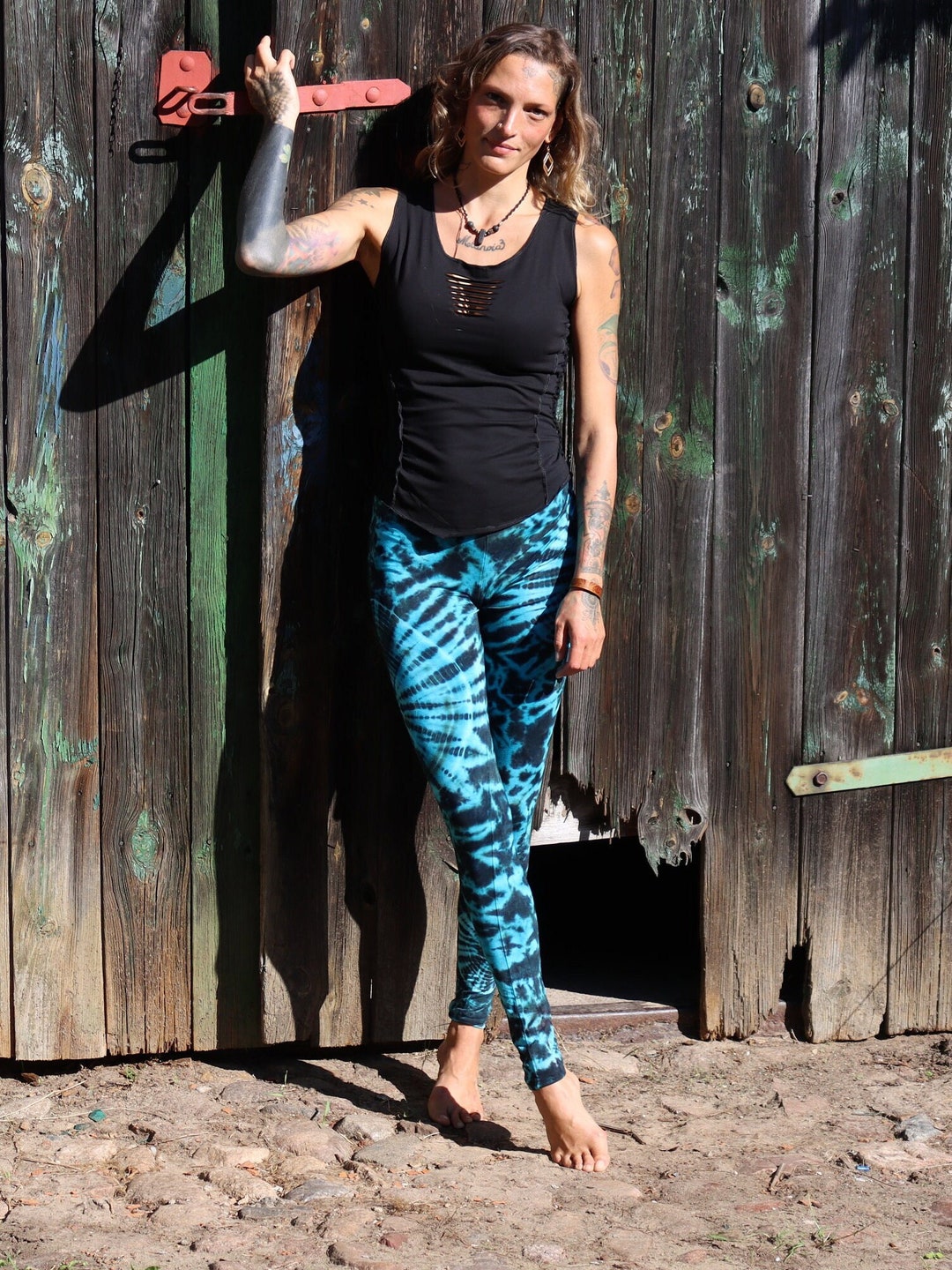 PANASIAM Batik Leggings - Boho Meditation Yoga Pants, Abstract Design ...
