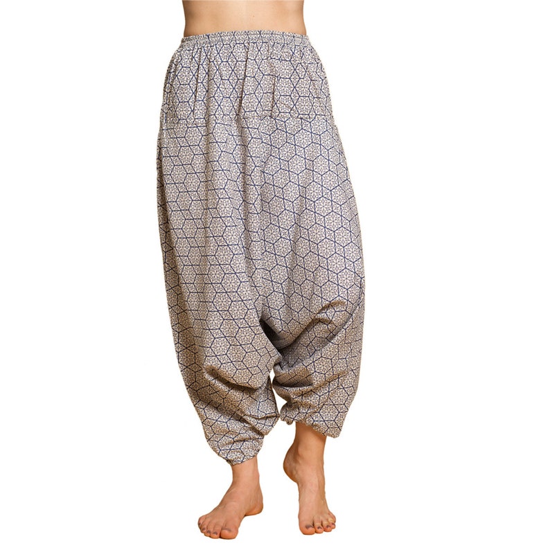 ALADIN PANTS Sacred Geometry 100% Cotton Woven Traditional Patterns Patch Pocket Unisex Fairly ...