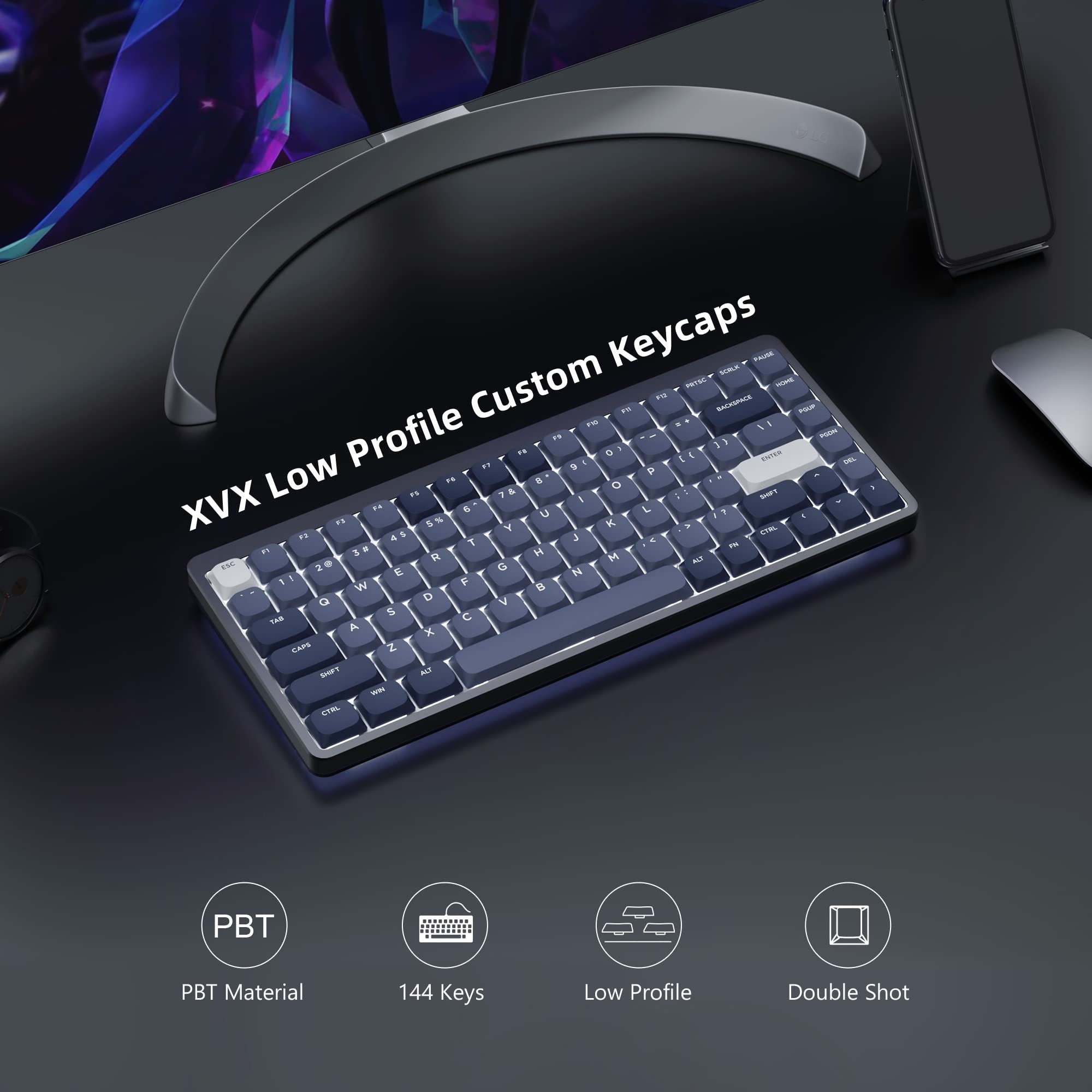 Low Profile Keycaps Set 144 Keyboard Keys Double-shot PBT - Etsy Canada