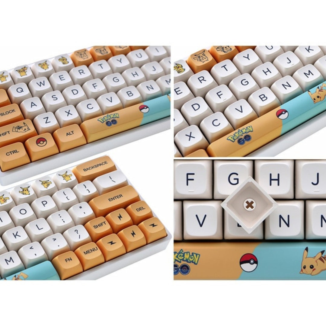 Pokemon Pikachu Keycap Set, Cute Keycap 139 Key XDA Profile PBT, Custom ...