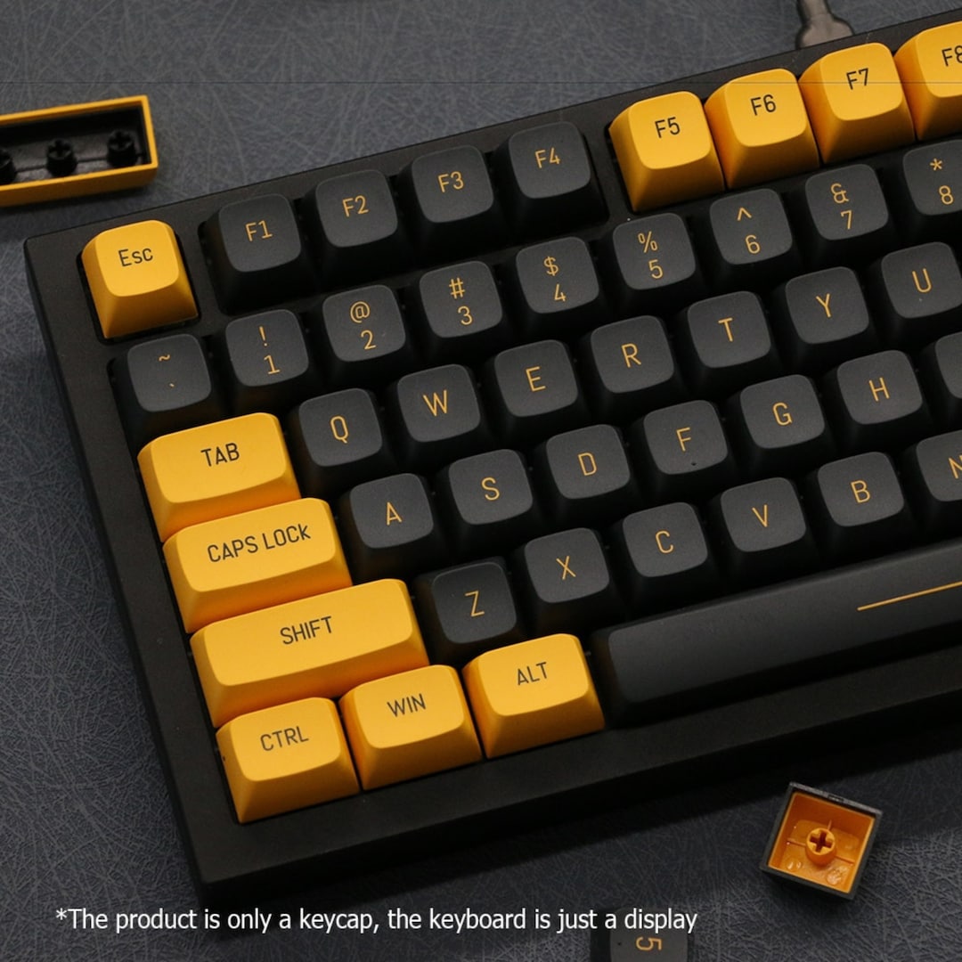 Black and Yellow Keycap Set, 149 Keyboard Keys, Double Shot PBT Keycaps ...