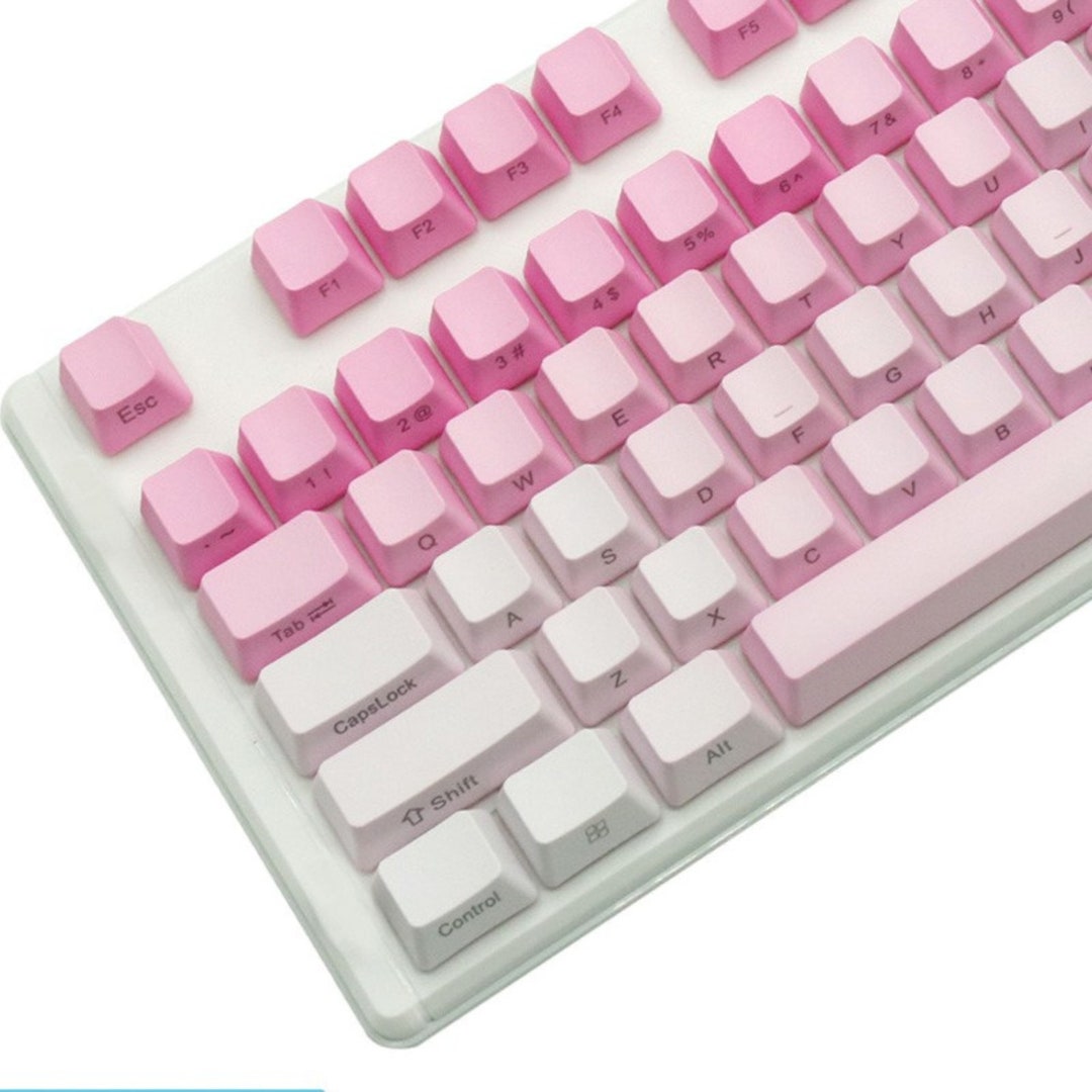 Backlit Pink Side Print Keycap Set, Custom 104 Keyboard Keys, PBT ...