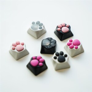 Cute Cat Keycaps White and Pink Glitter Paw Keycap Set Resin - Etsy