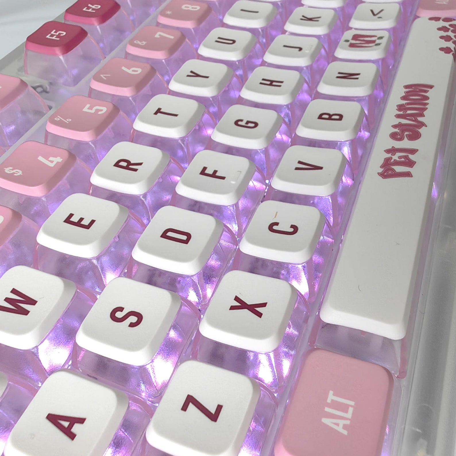 Transparent Pudding Pink Keycaps Set 118 Keyboard Keys PBT - Etsy