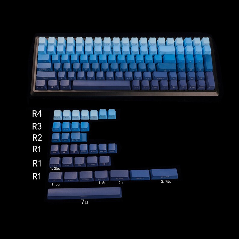 Blue Backlit Keycap Set Side Print PBT Double Shot Keycaps - Etsy
