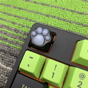 Cute Cat Keycaps, White and Pink Glitter Paw Keycap Set, Resin Artisan ...