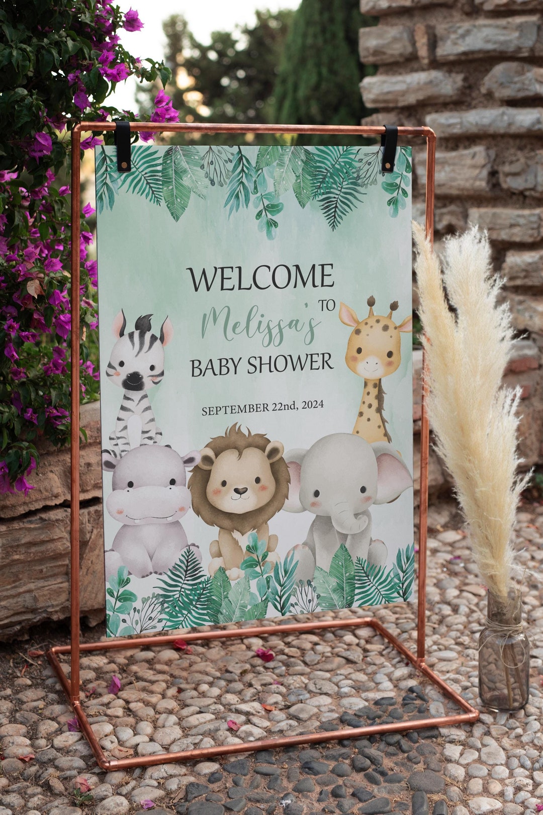 Jungle Baby Shower Welcome Sign, Safari Animals Baby Shower Sign ...