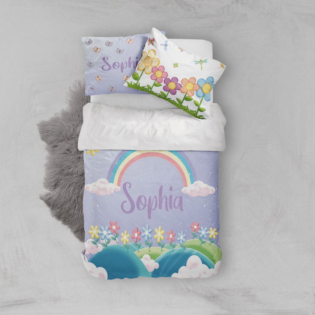 Rainbow Duvet Cover, Rainbow Bedding, Butterfly Bedding, Girls Room ...
