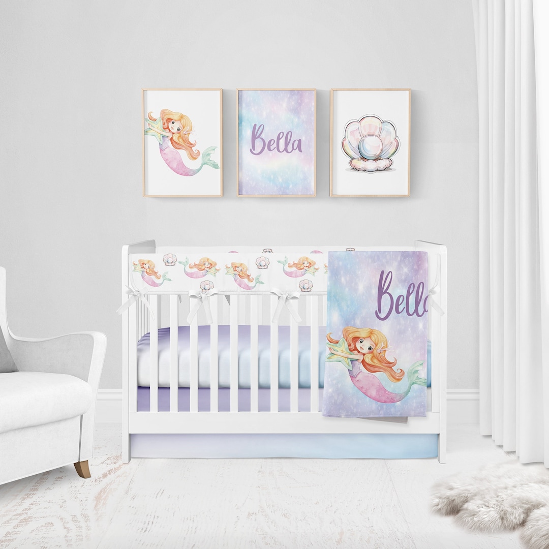 Organic Cotton Mermaid Nursery, Mermaid Baby Blanket, Baby Girl Nursery ...