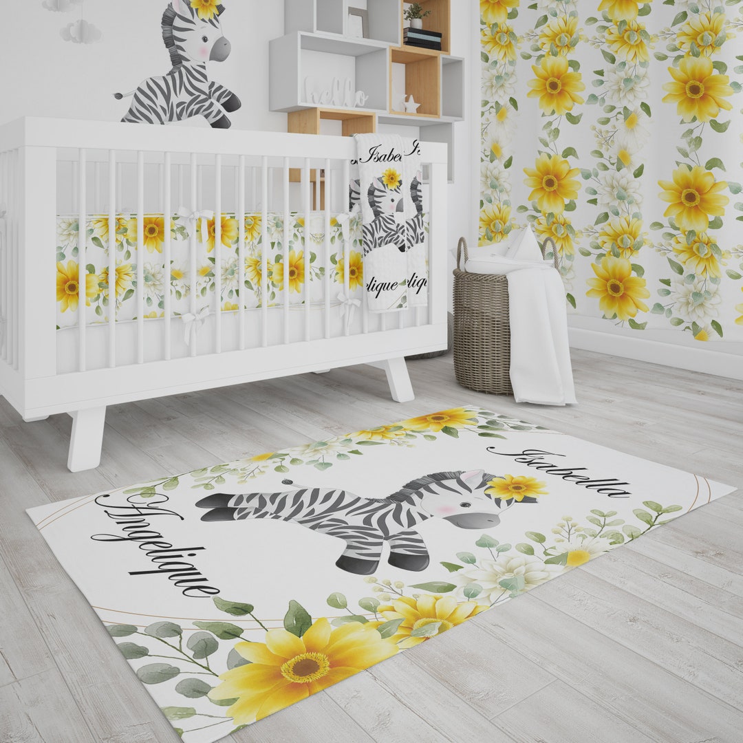 Sunflower Nursery Room Rug, Baby Girl Nursery, Custom Rug, Crib Set ...