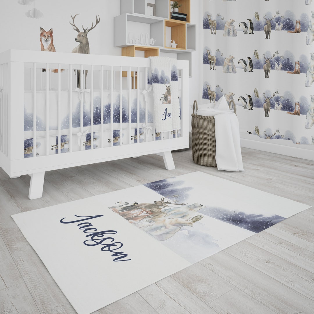 Personalized Woodland Nursery Rug: Baby Boy Room Decor - Etsy