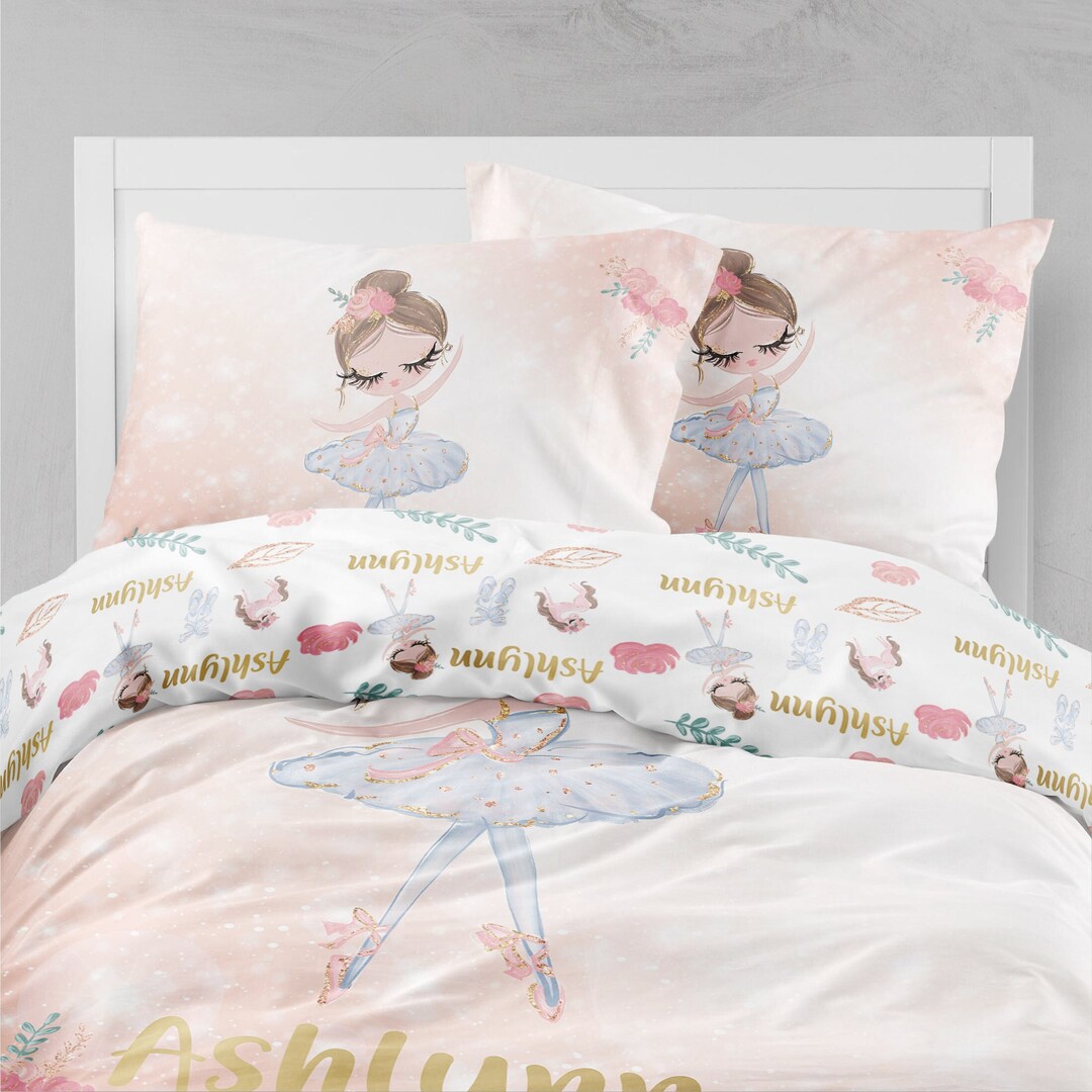 Ballerina Duvet, Peach Personalized Bed Cover, Ballerina Bedding Set ...