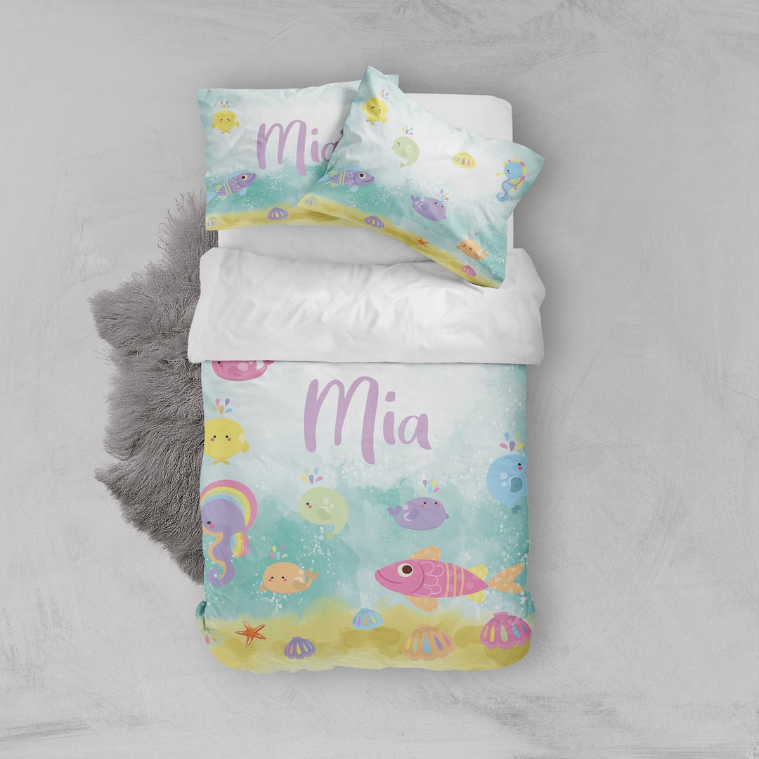 Personalized Sea Girls Bedding Set: Organic Cotton Duvet Cover - Etsy