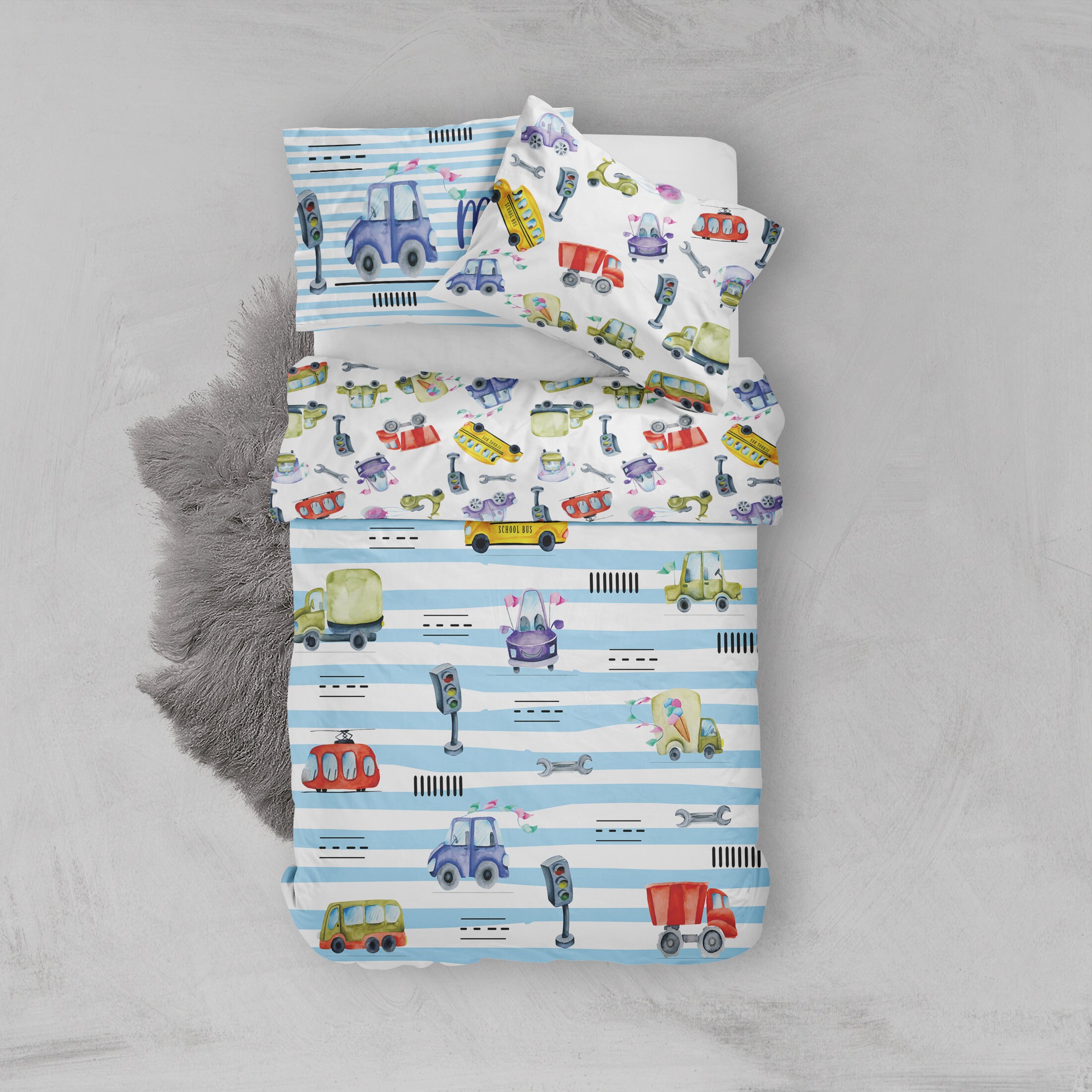 Car Bedding Boys Bedding Organic Cotton Duvet Cover Organic - Etsy